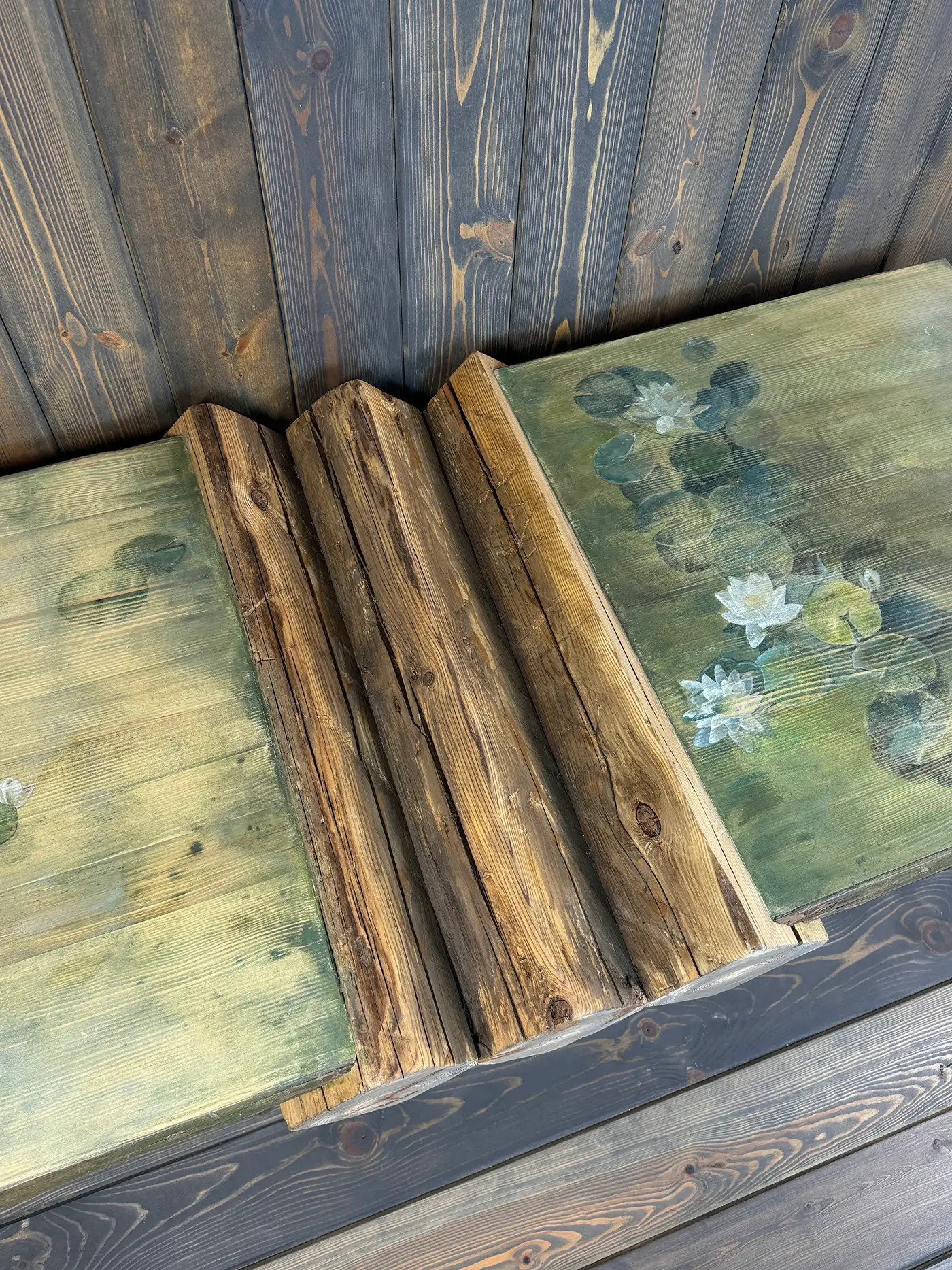 49l Green, Log Sliced Reclaimed Wood Table - Etsy