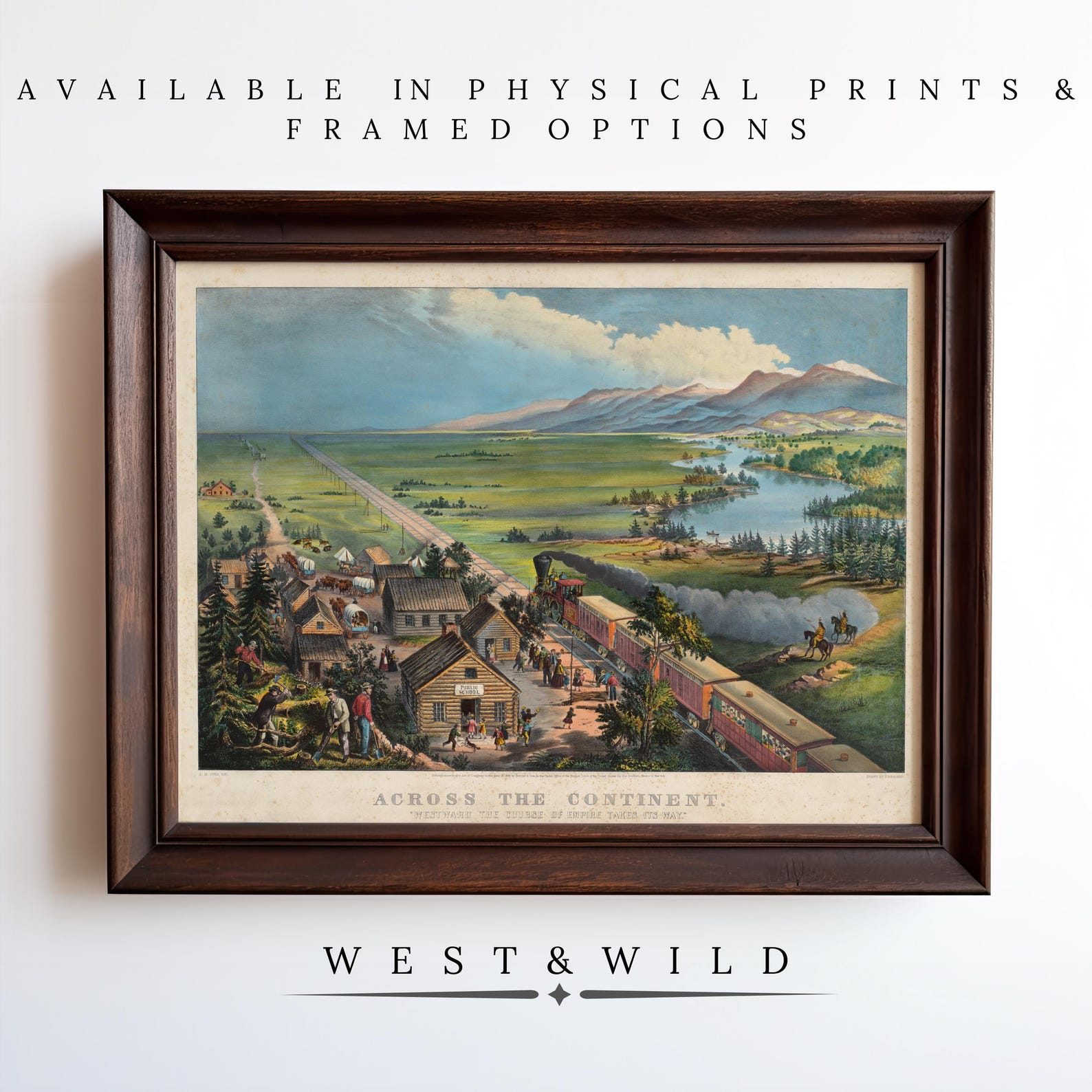 Across the Continent Lithograph Print, Vintage Style Currier and Ives ...