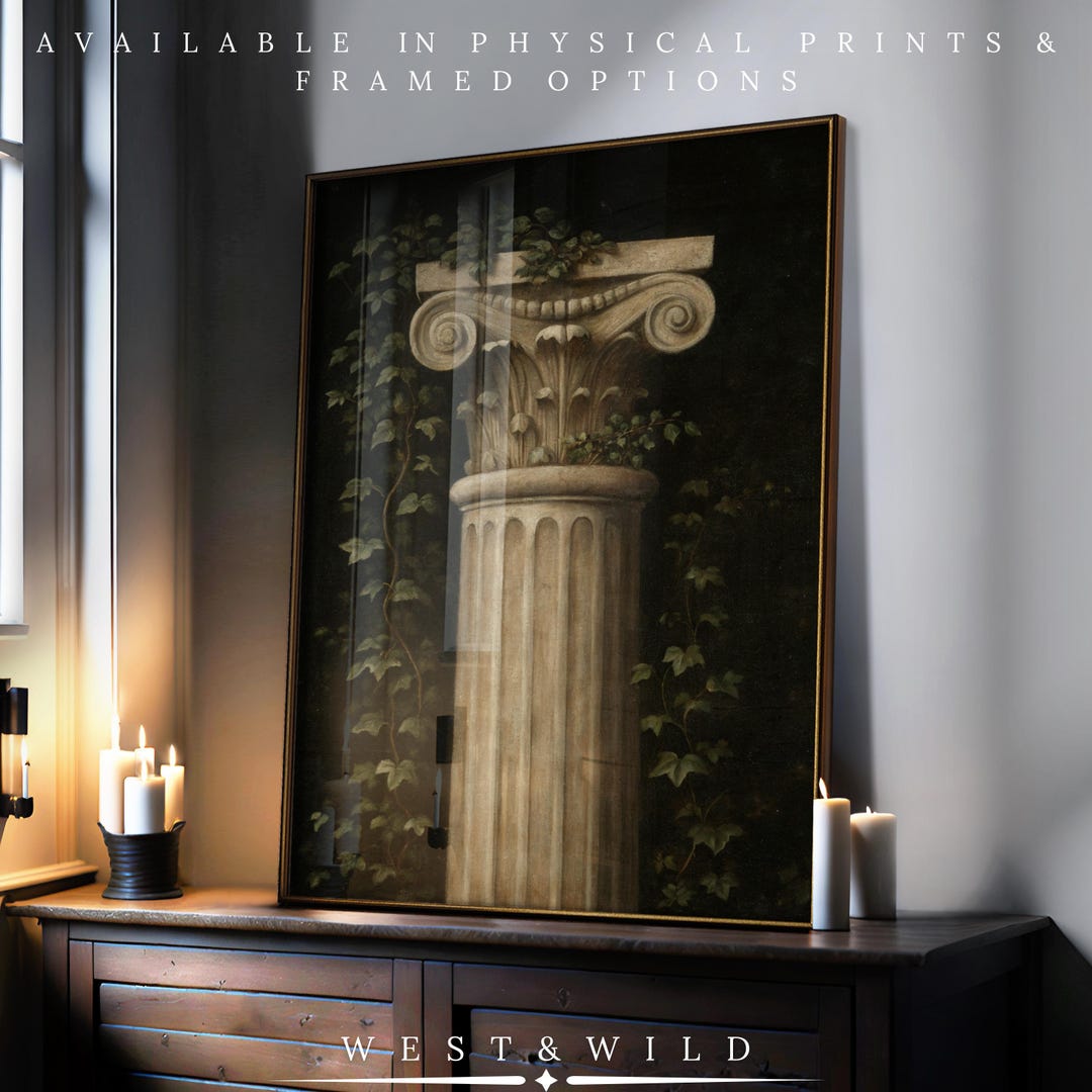 Classical Print of Column for Wall Art, Architecture Art, Ivy Column ...