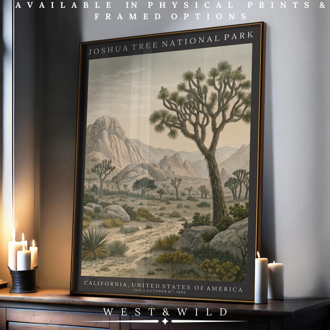 Joshua Tree National Park - Vintage Style Travel Poster - Art Print ...