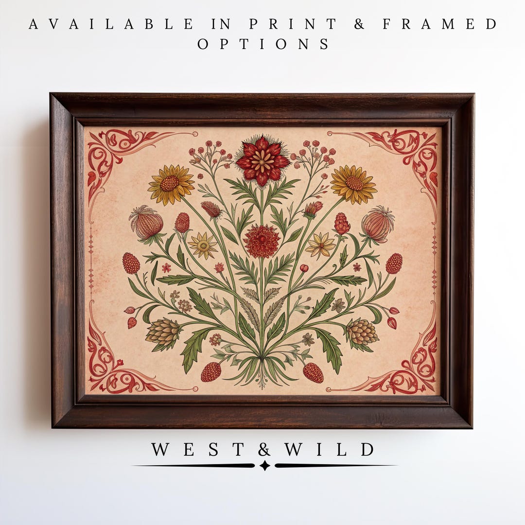 Vintage Botanical Wall Art Framed, Victorian Art Work, Antique Flower ...