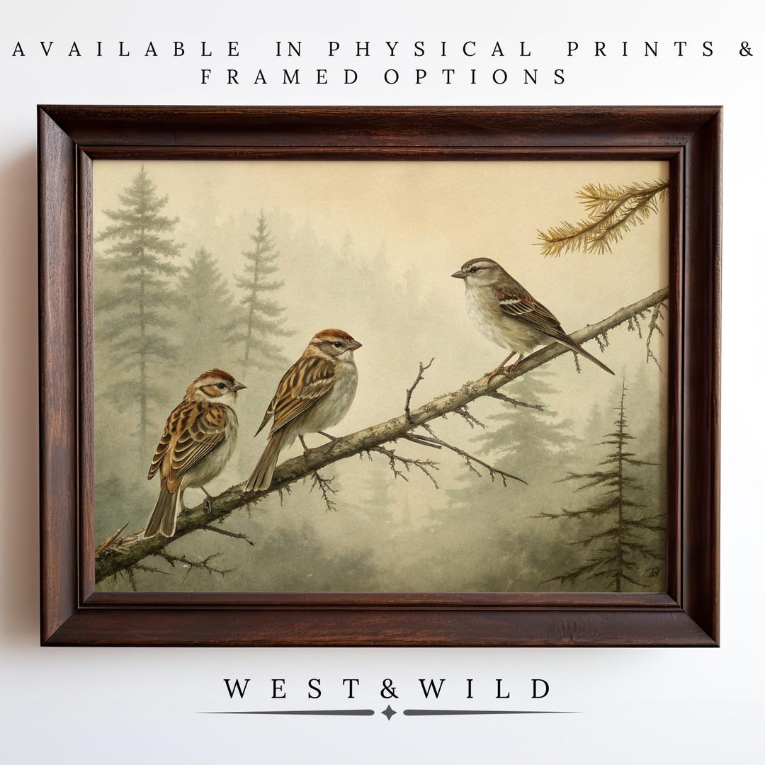 Sparrows on Branch Art Painting, Paintings With Sparrows Wall Art ...