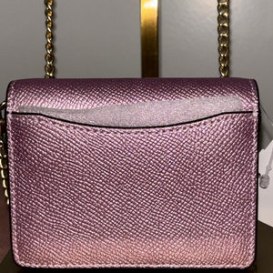 NWT COACH Metallic Mini Wallet With Chain - Etsy