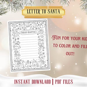 Letter to Santa Coloring Page, Printable Dear Santa Letter, Christmas ...