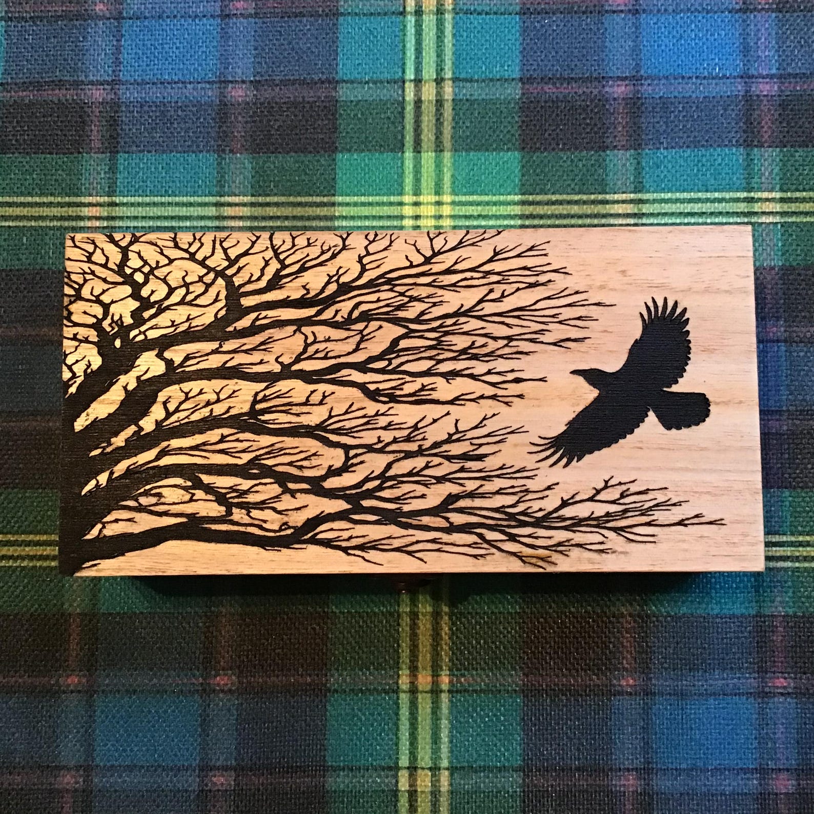 Custom Laser Engraved/etched Wood Box "ravens Flight" * 2 Sizes ...