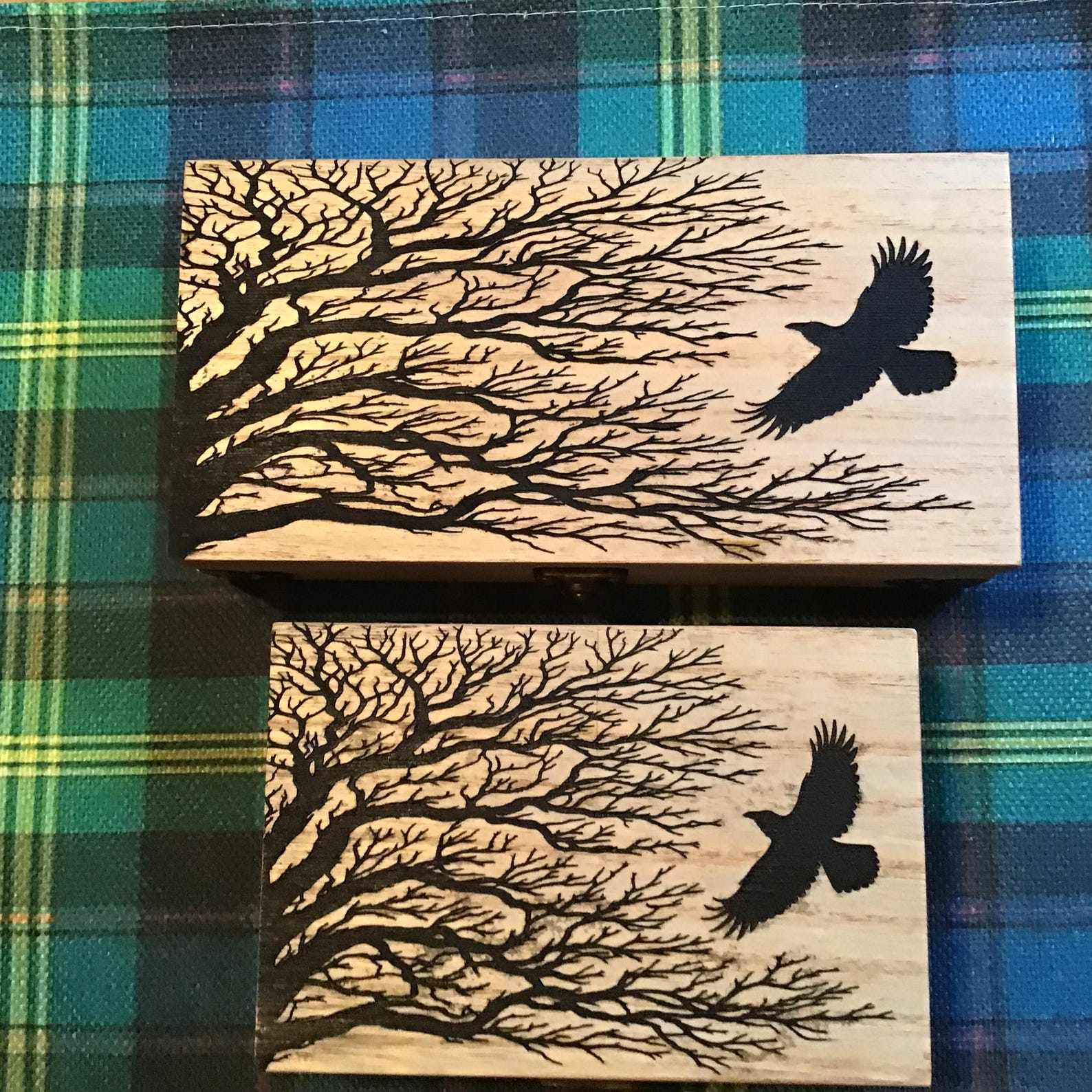Custom Laser Engraved/etched Wood Box "ravens Flight" * 2 Sizes ...