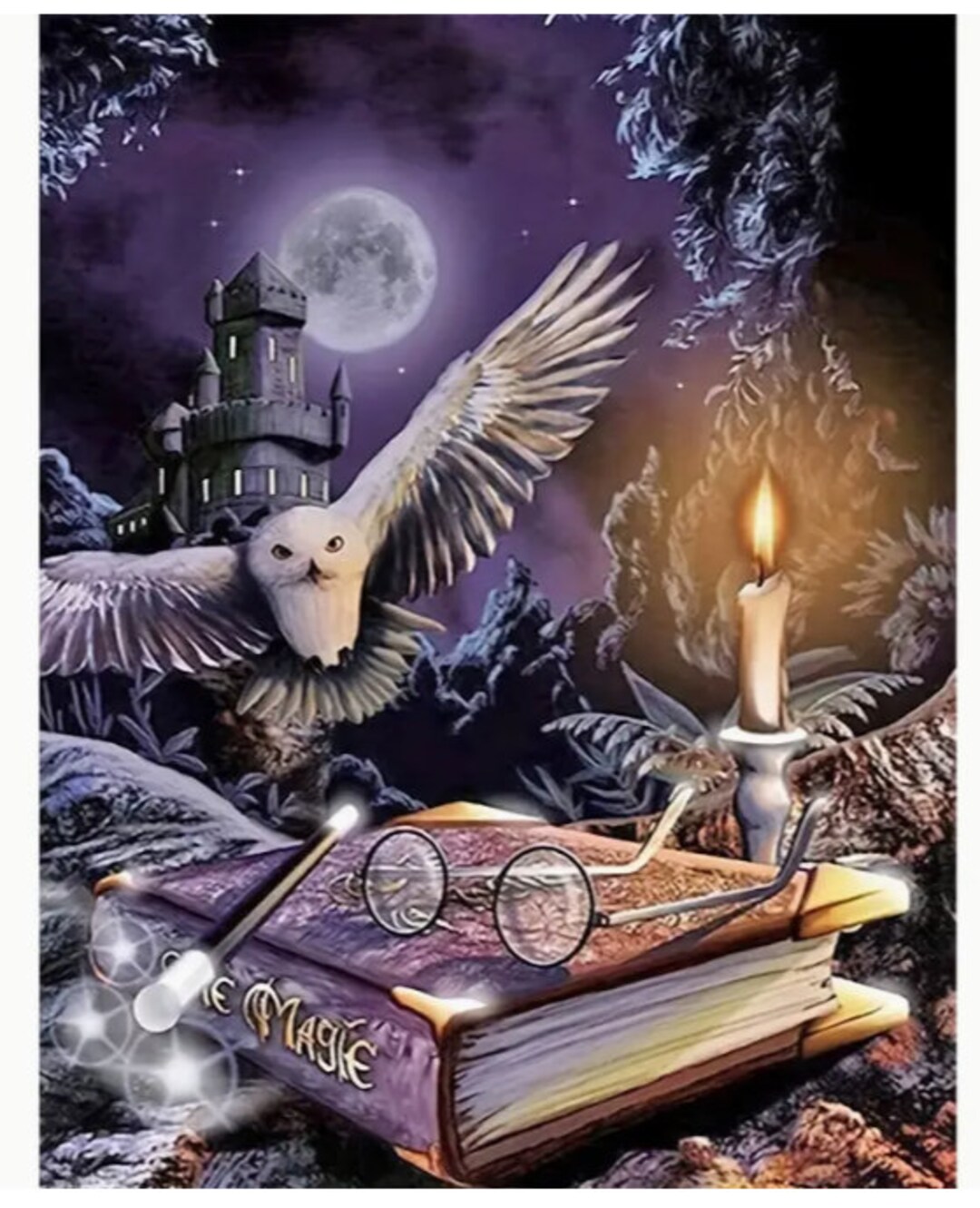 MAGICAL Wizard School Owl & Spell Book 5D Diamond Painting KIT 30x40cm ...