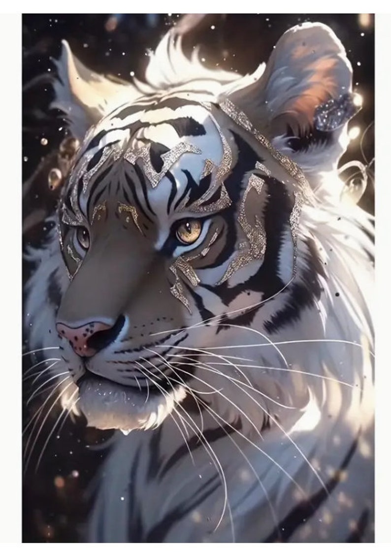 BEAUTIFUL!!! White Tiger * With AB Drills! 5D Diamond Painting KIT ...