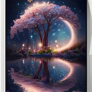 MAGICAL * Tree in the Moonlight * Halloween * Witchy * 5D Diamond ...