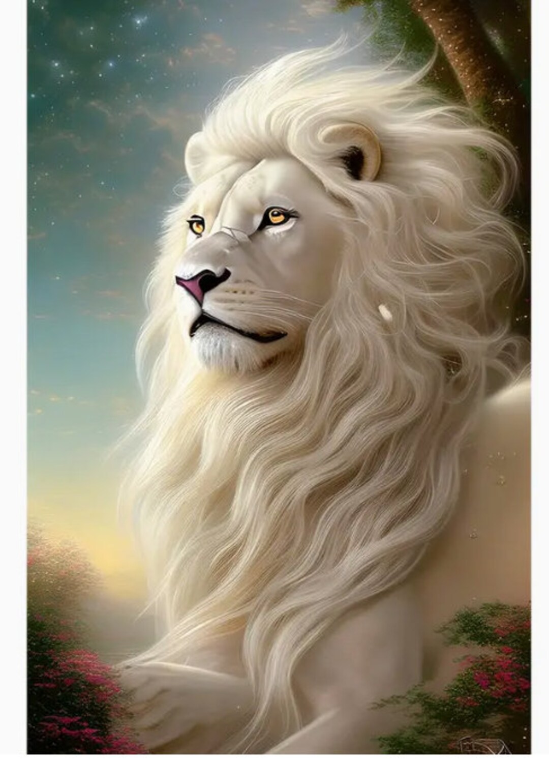 Beautiful White Lion 5D Diamond Painting KIT 20x30cm Full Round Drills ...