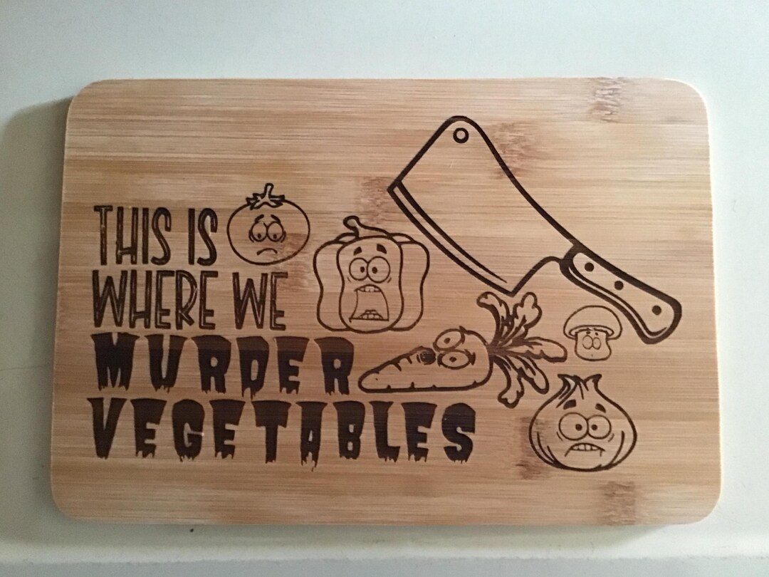 FUNNY! Vegetable Horror * Mini Cutting Board * Laser Engraved * Bamboo ...