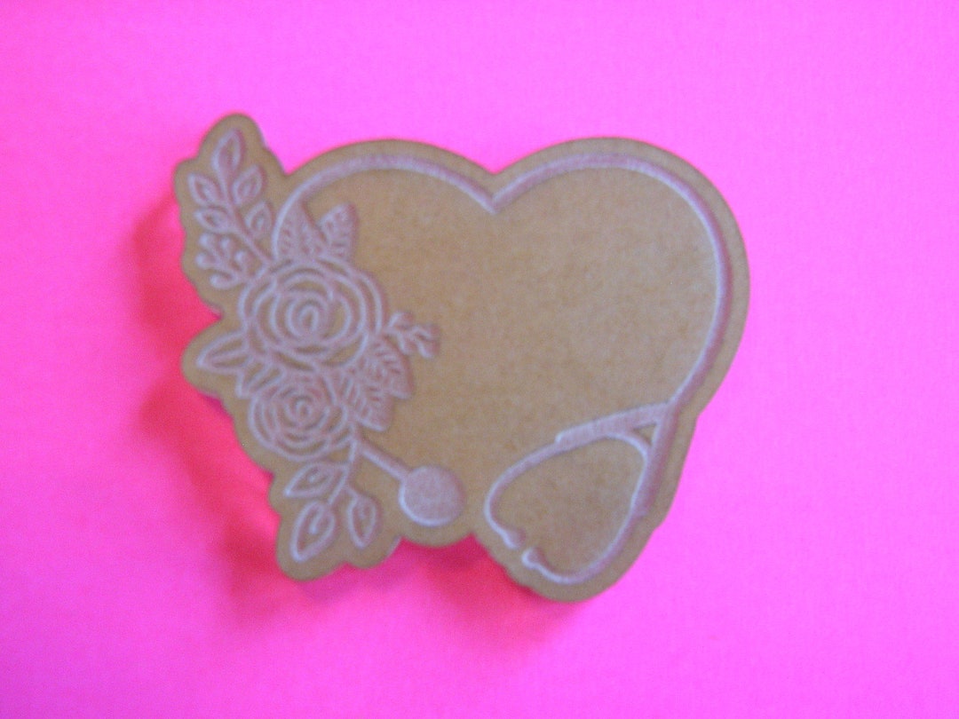 ACRYLIC * PRETTY! Heart Stethoscope With Roses * Acrylic Blank for ...
