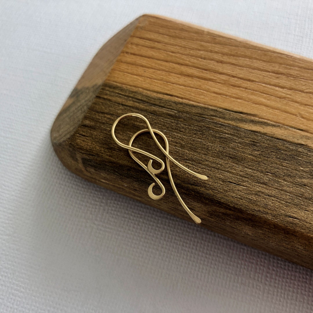 18K Solid Gold Ear Wire, Handmade Gold Earring Hook, 18k Solid Gold ...