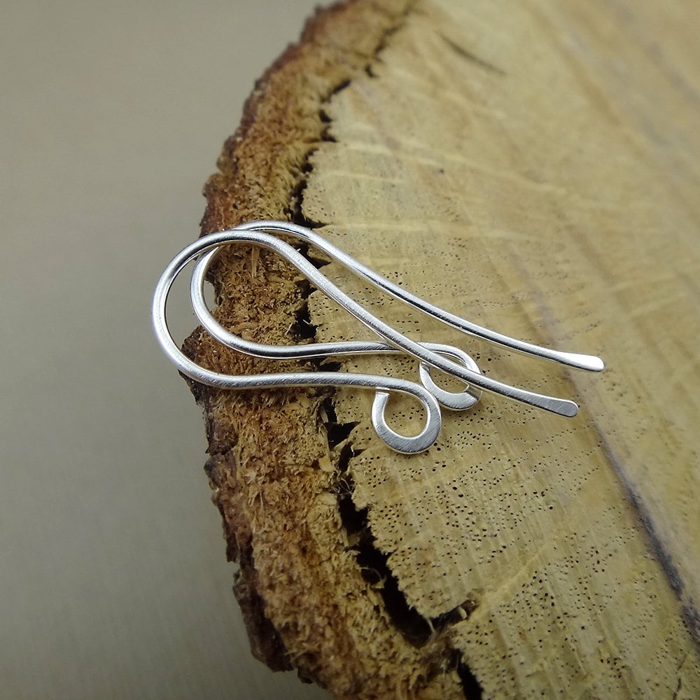 French Ear Wires Sterling Silver Hamered Ear Hooks - Etsy