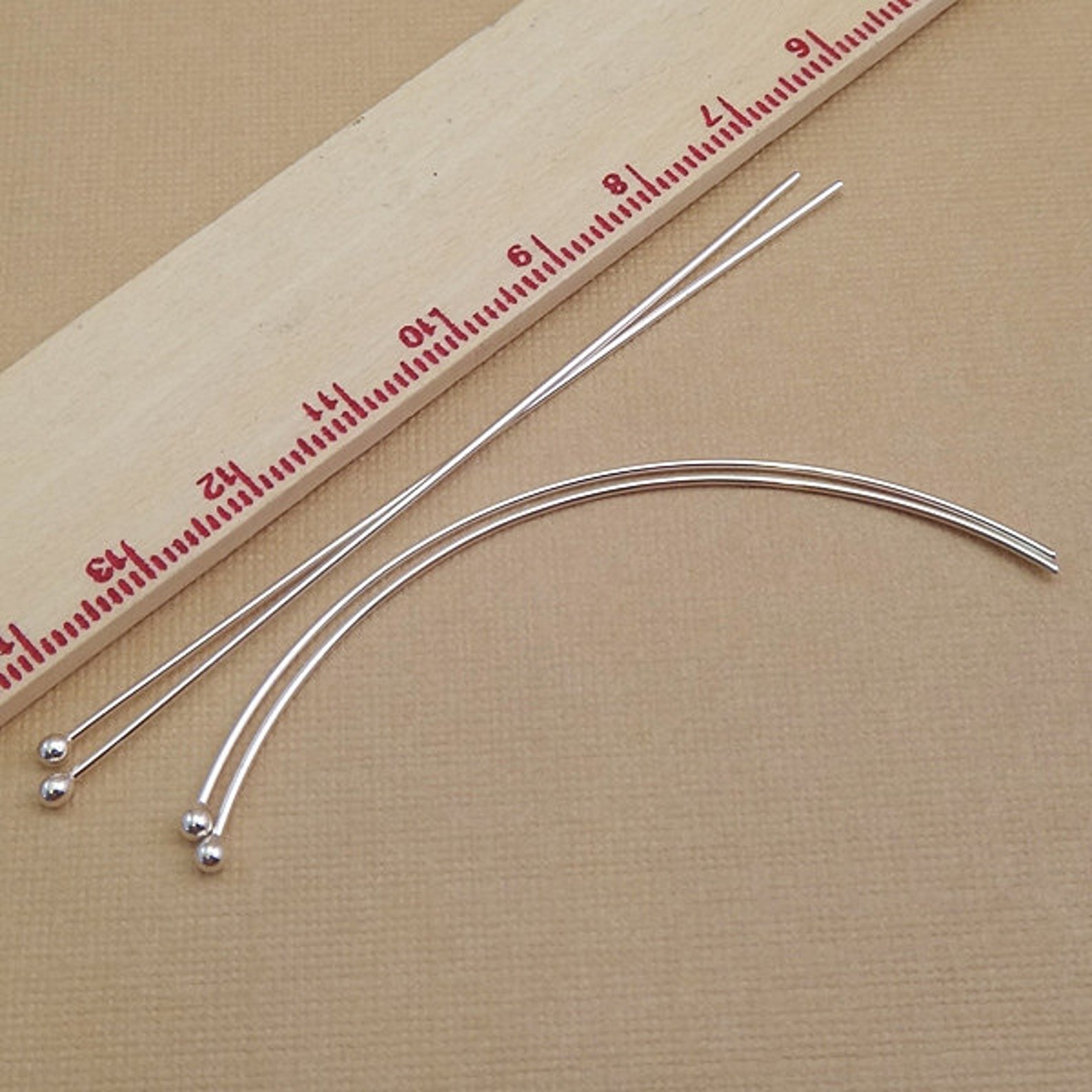 Handmade Earwires - Argentium 3" Stick Ear Wires - Ball Earring Hooks ...