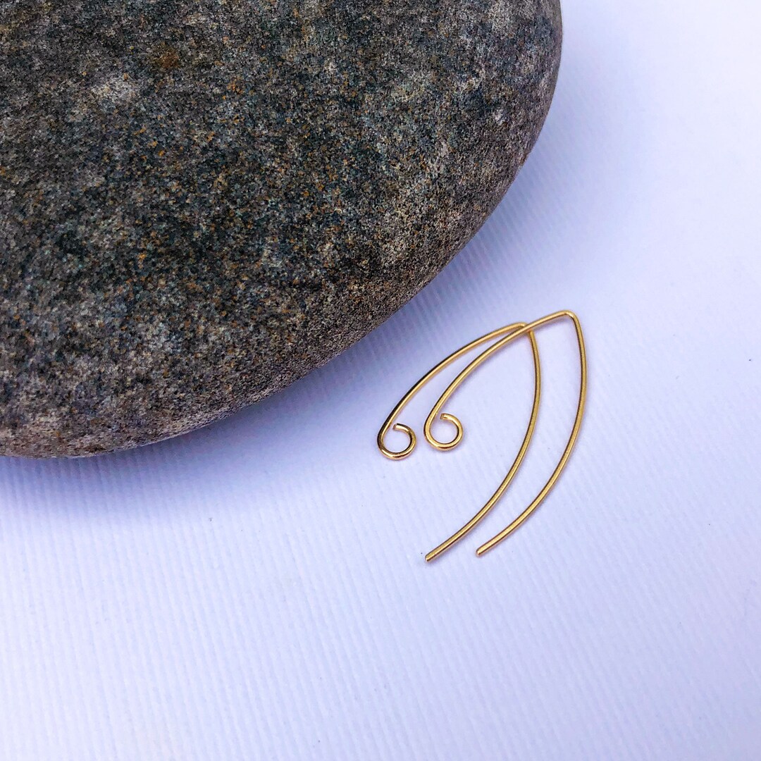 14k Solid Gold Ear Wires Hammered V Shape - Etsy