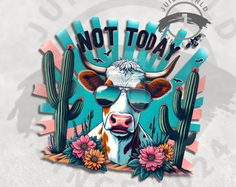 Not Today Heifer PNG, Funny Highland Cow Clipart, Long Haired Cow ...