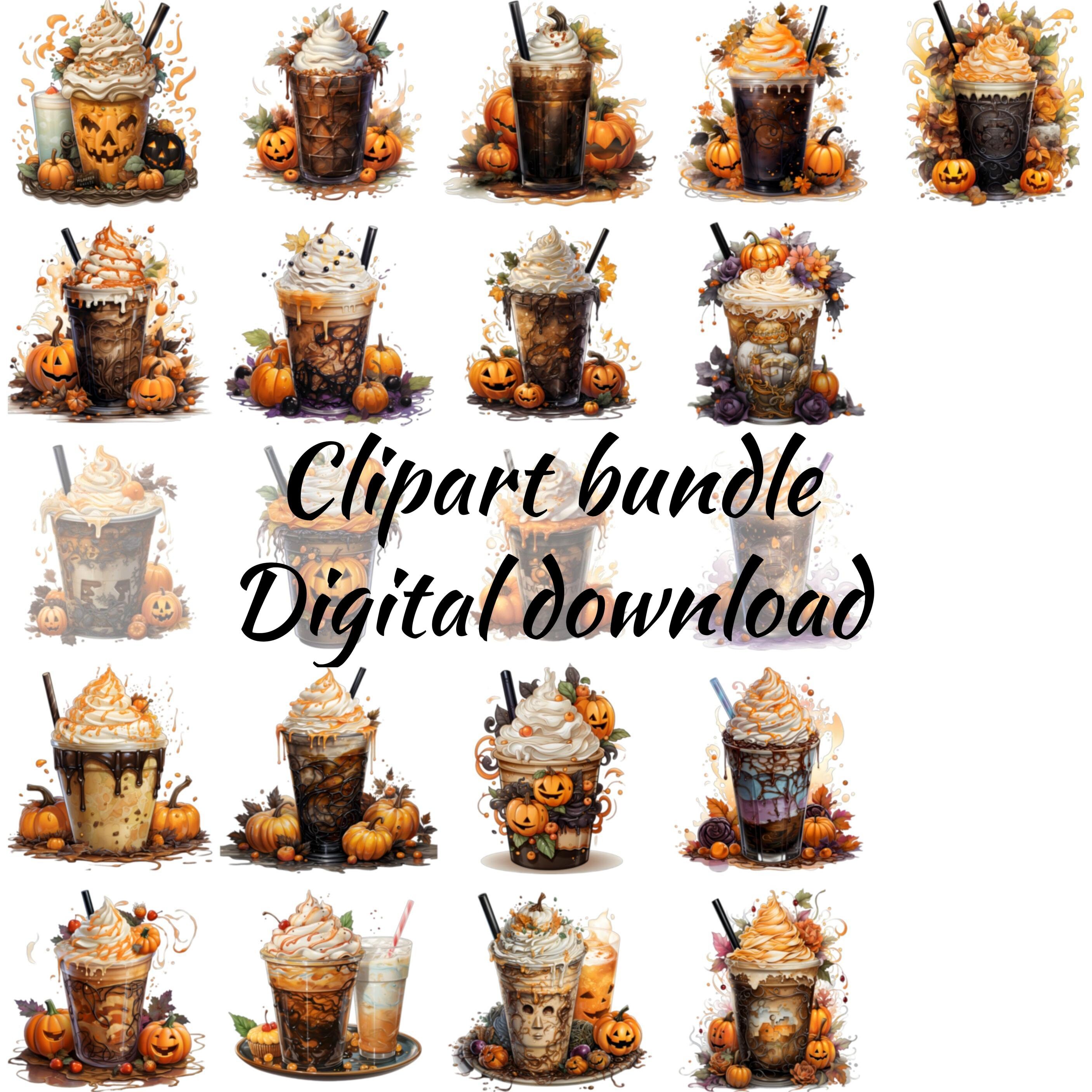 Halloween Coffee Clipart Set, Scary Gothic Hot Coffee Drink Clipart ...