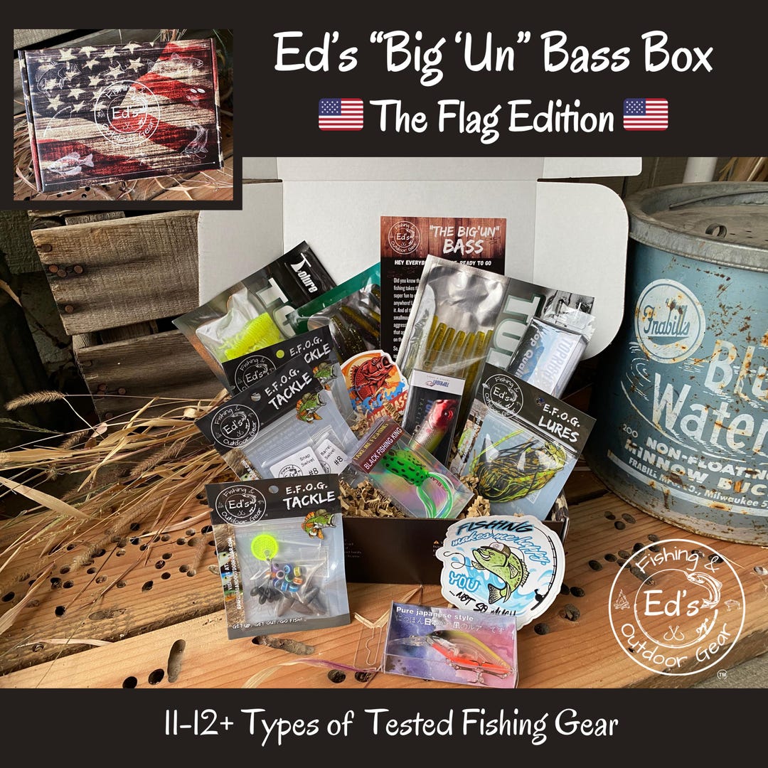 BIG 'UN Gift Box: BASS 11-12 Pc Flag Edition Fishing Gift Box Tackle ...