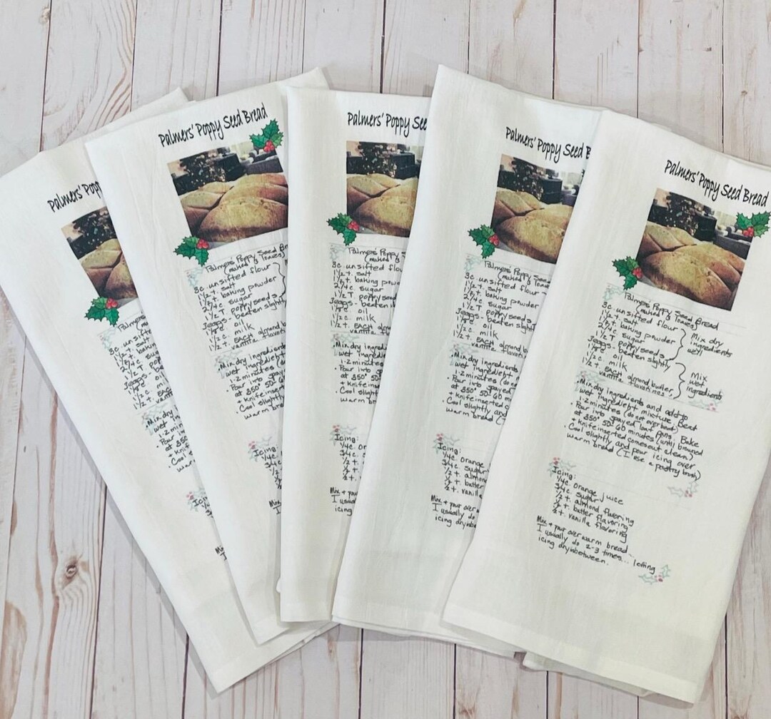 Custom Recipe Printed Tea Towel | Handwritten Family Recipe - Etsy
