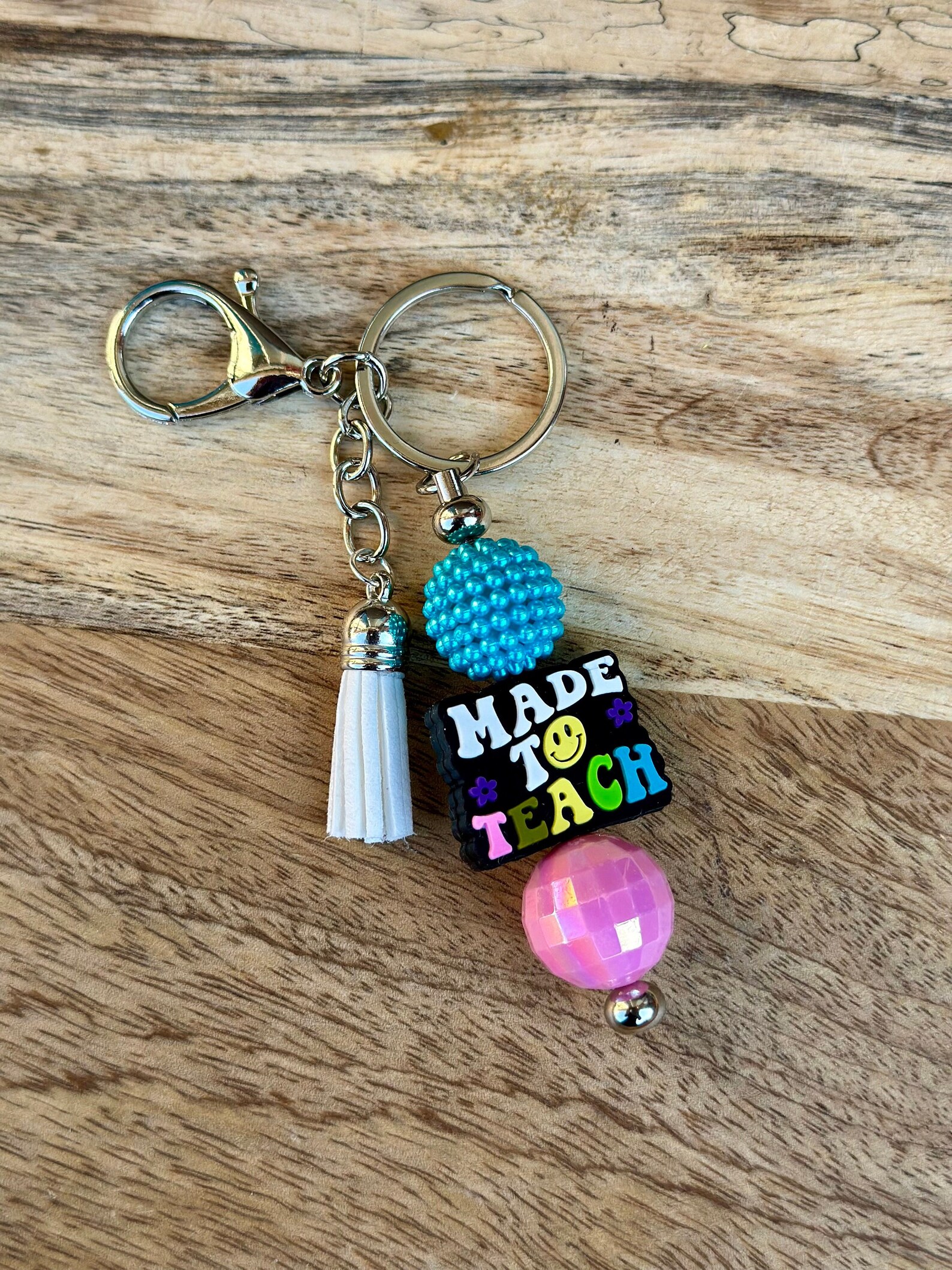 Cute Teacher Beaded Keychain - Etsy