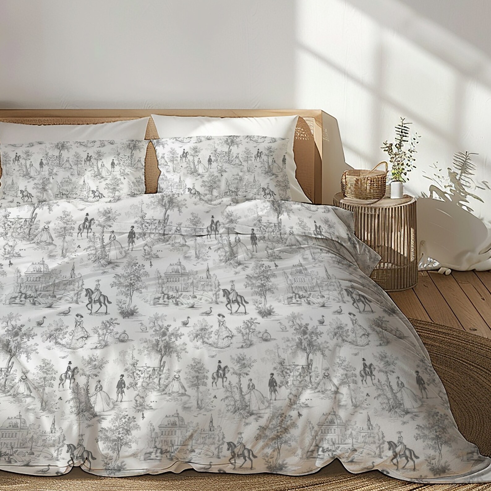 Personalized Countryside Toile Duvet Cover Custom French Country Cotton ...