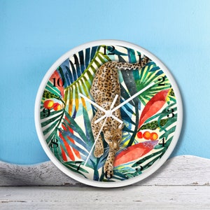 Cheetah Tropical Wall Clock Nature Inspired Decor for Housewarming Gift ...