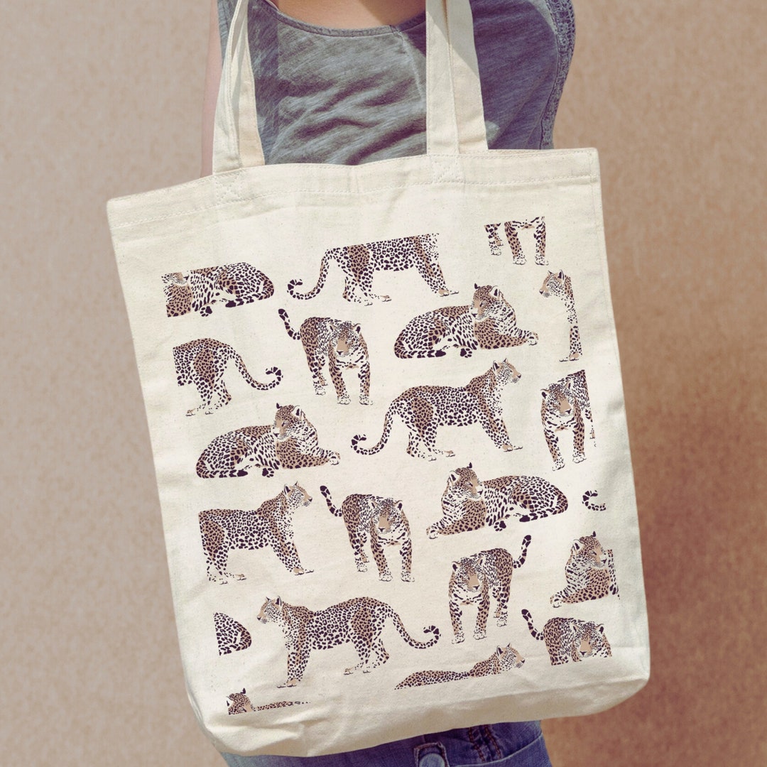 Cheetah Safari Tote Bag Cotton Jungle Inspired Shopping Bag Animal ...