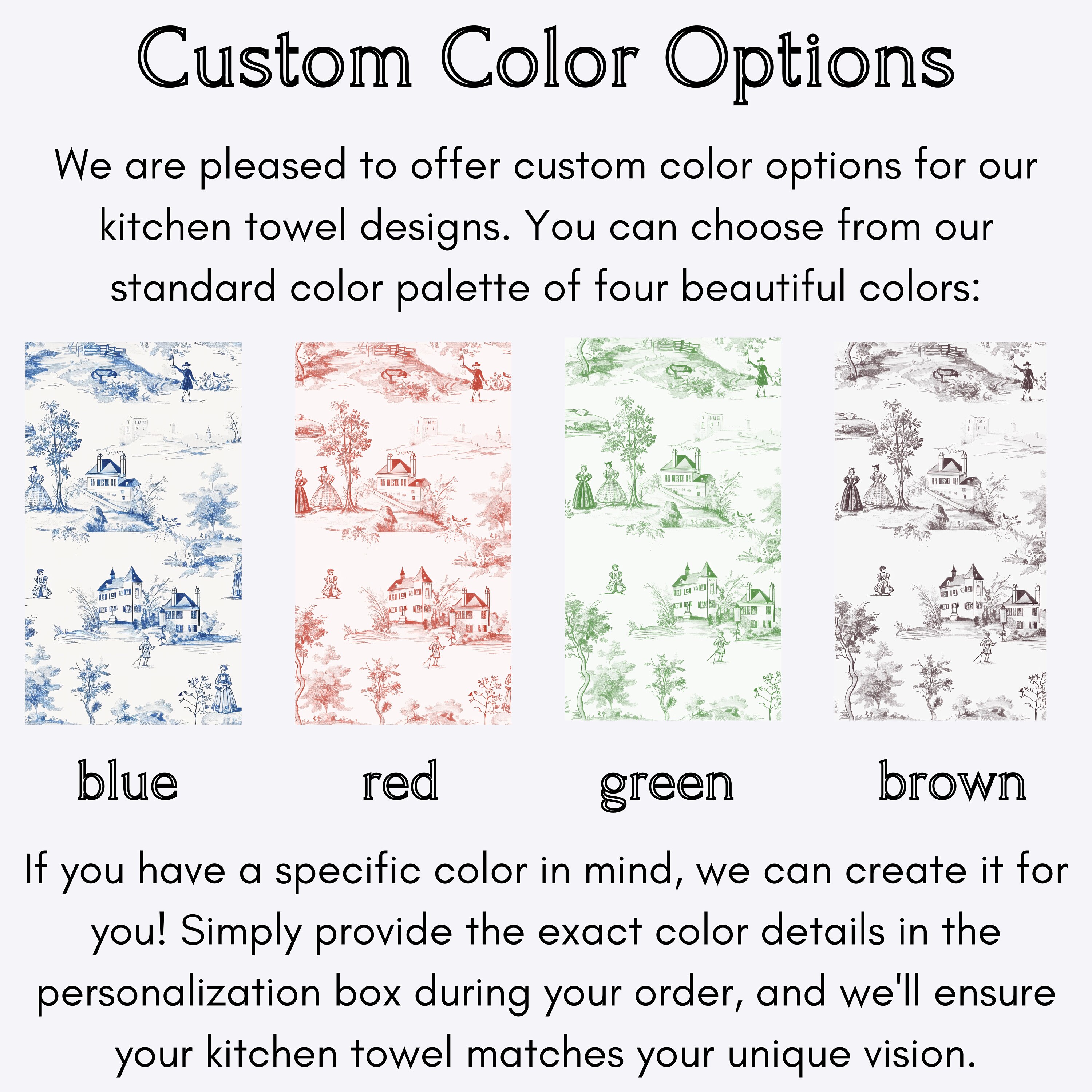 Custom Toile French Country Kitchen Towel Personalized Cotton Toile De ...