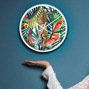 Cheetah Tropical Wall Clock Nature Inspired Decor for Housewarming Gift ...