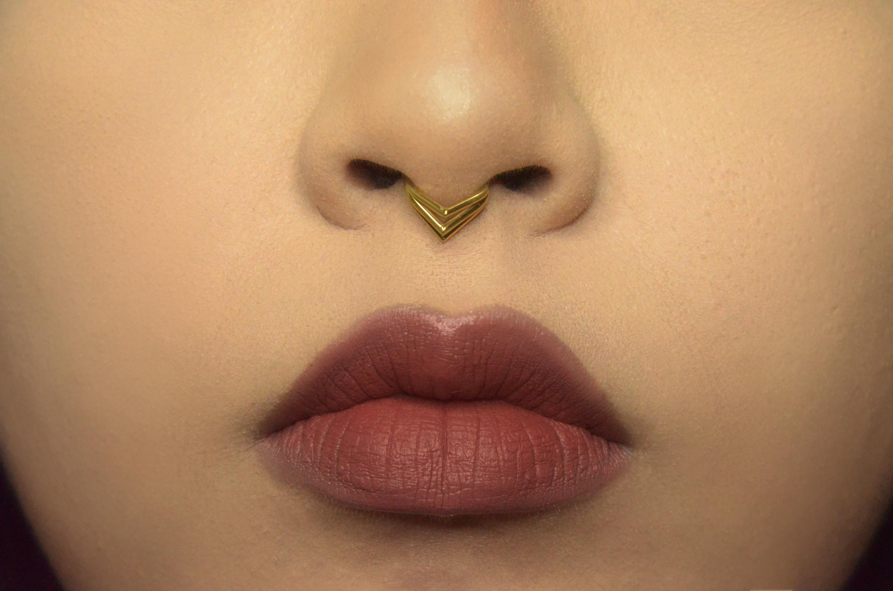 Unique Double Layered Septum Ring, 8mm Septum Ring, Silver Dangle Stud ...