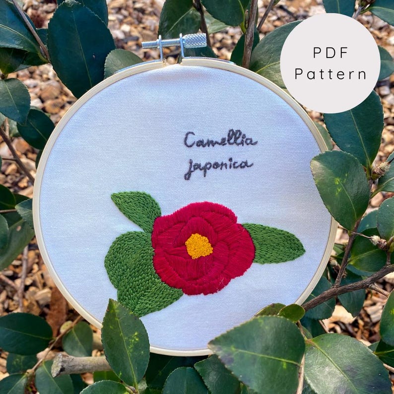 Camellia Hand Embroidery Pattern - Etsy