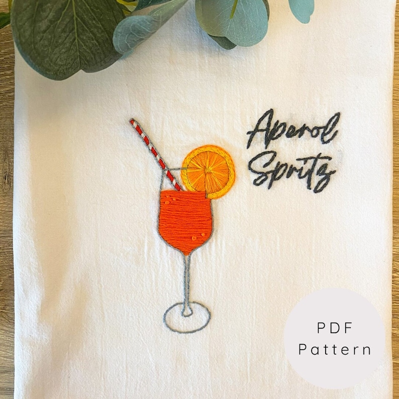 Aperol Spritz Hand Embroidery Pattern - Etsy