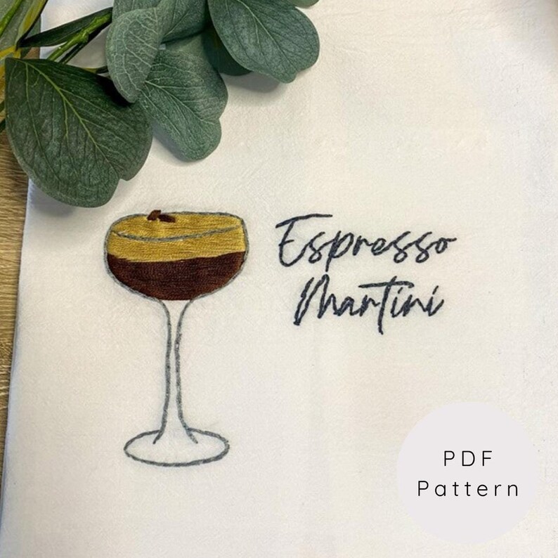 Espresso Martini Hand Embroidery Pattern - Etsy
