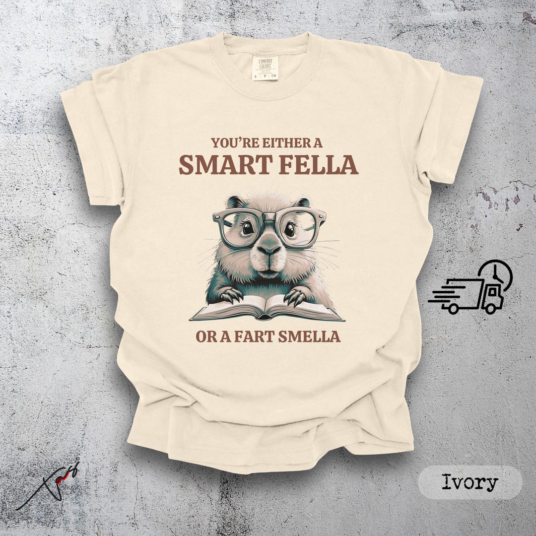 Retro Capybara Smart Fella 90s Shirt, Vintage Cute Smart Fella or Fart ...