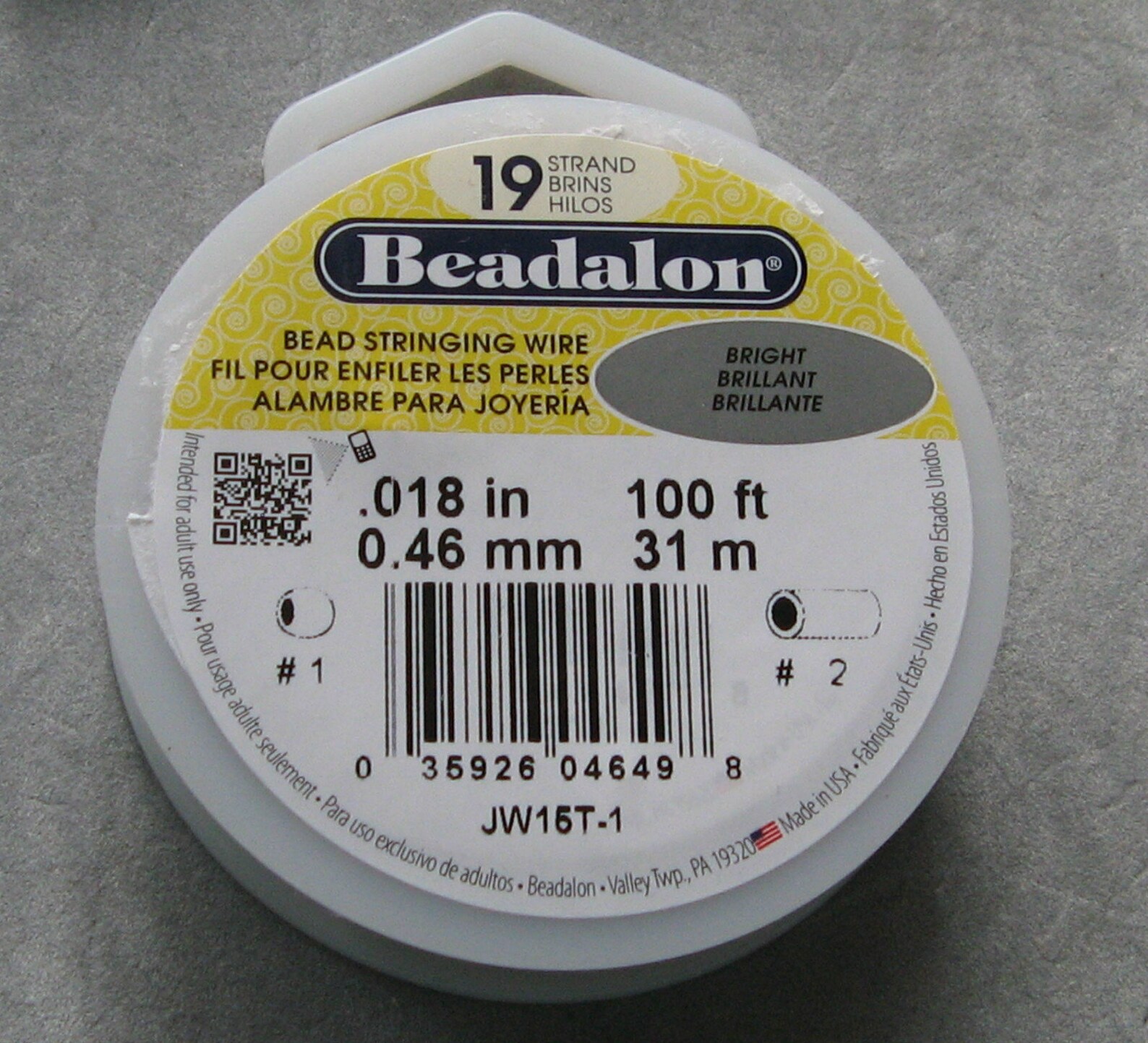 19 Strand Beadalon Beading Wire 100ft Spool CHOOSE Your Diameter .010 ...