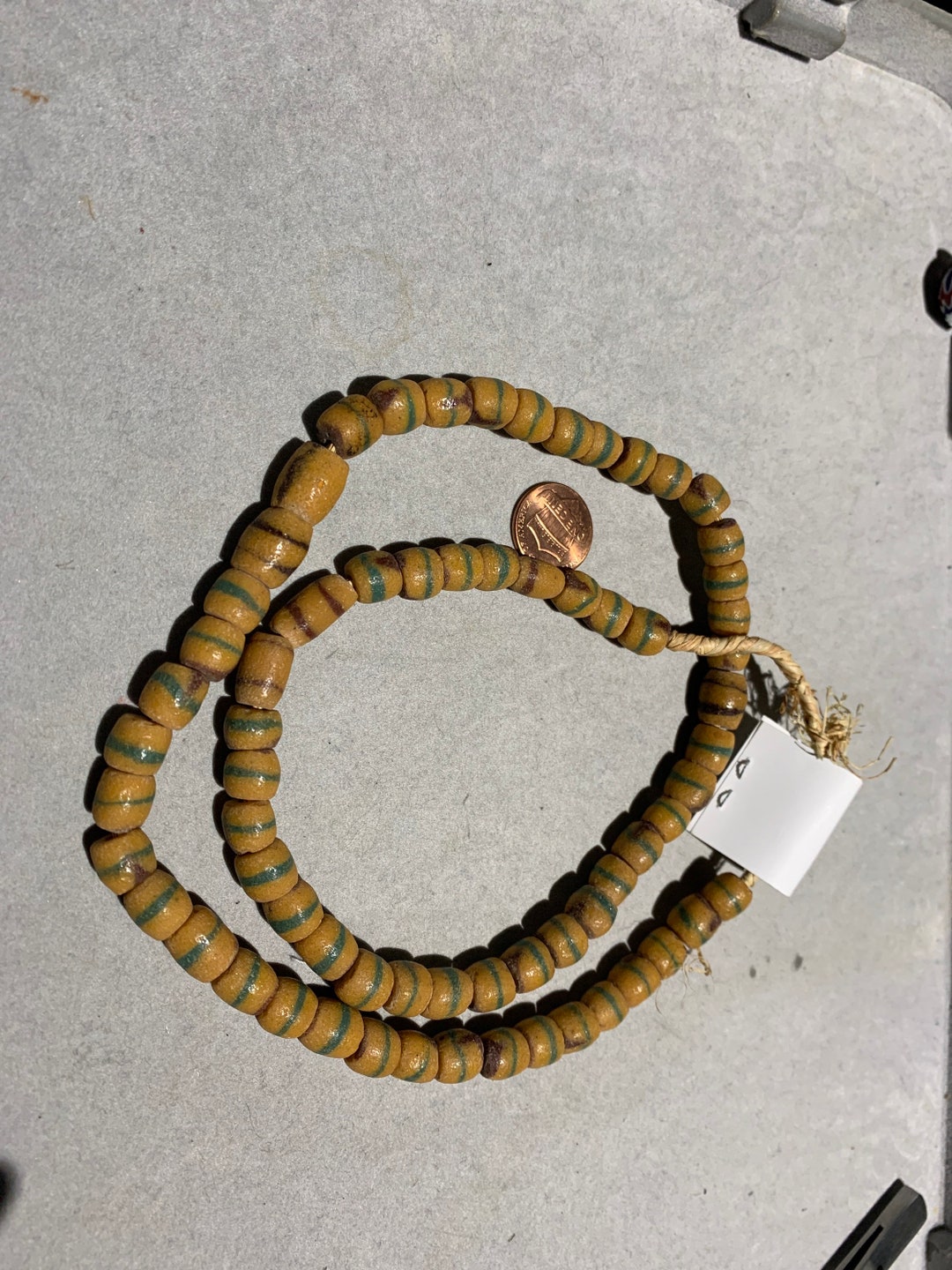 Vintage African Trade Sand Cast Beads This Green Stripe - Etsy