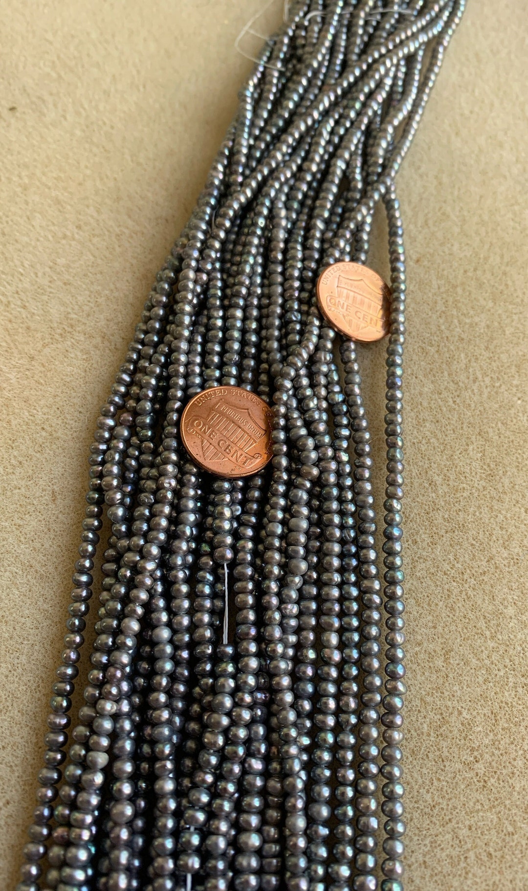 Fresh Water Pearls Grey Buttons 3x4mm a 16 Inch Strand - Etsy