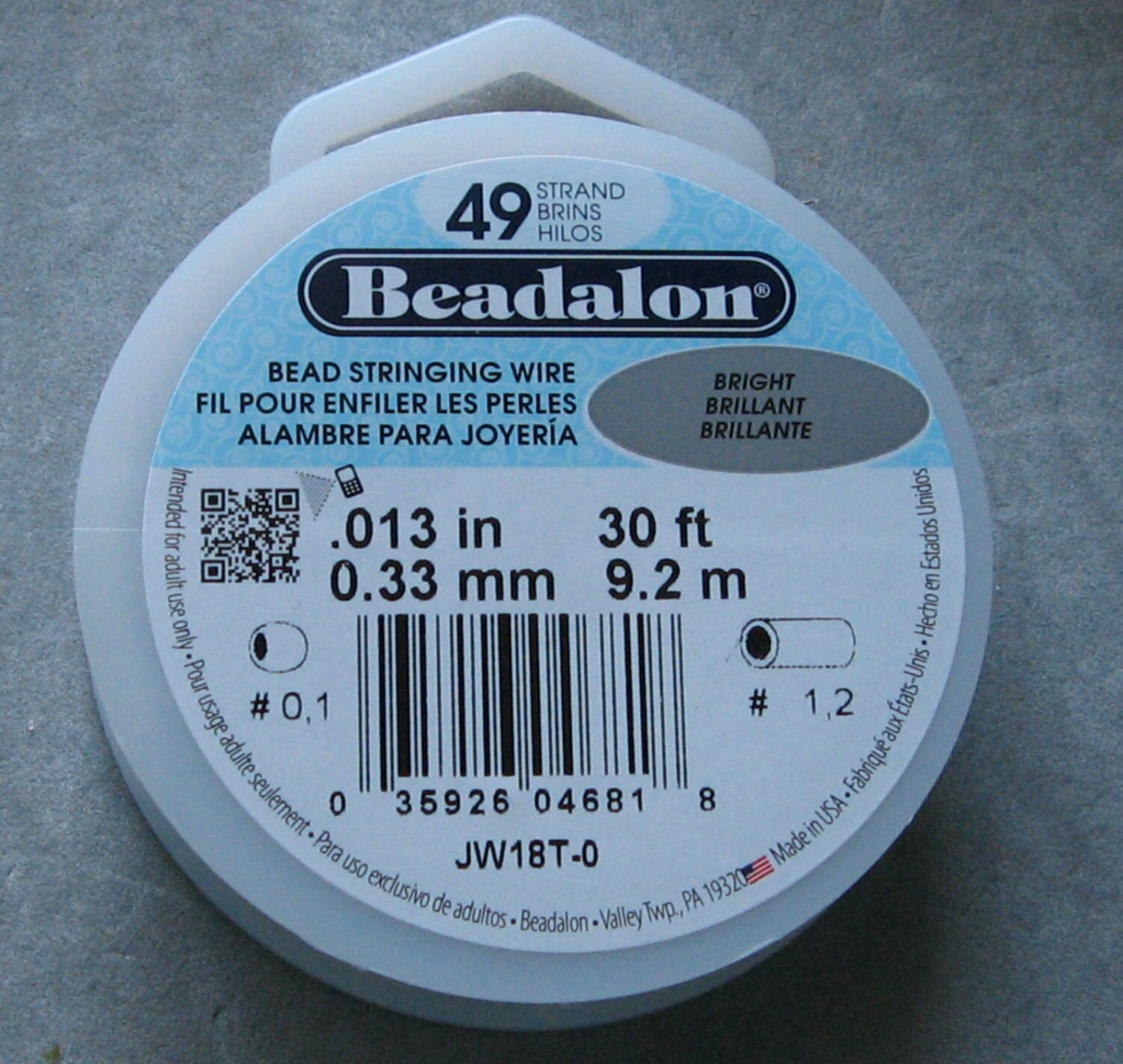 Beadalon Beading Wire 49 Strand .013 30' Spool Generic Label - Etsy