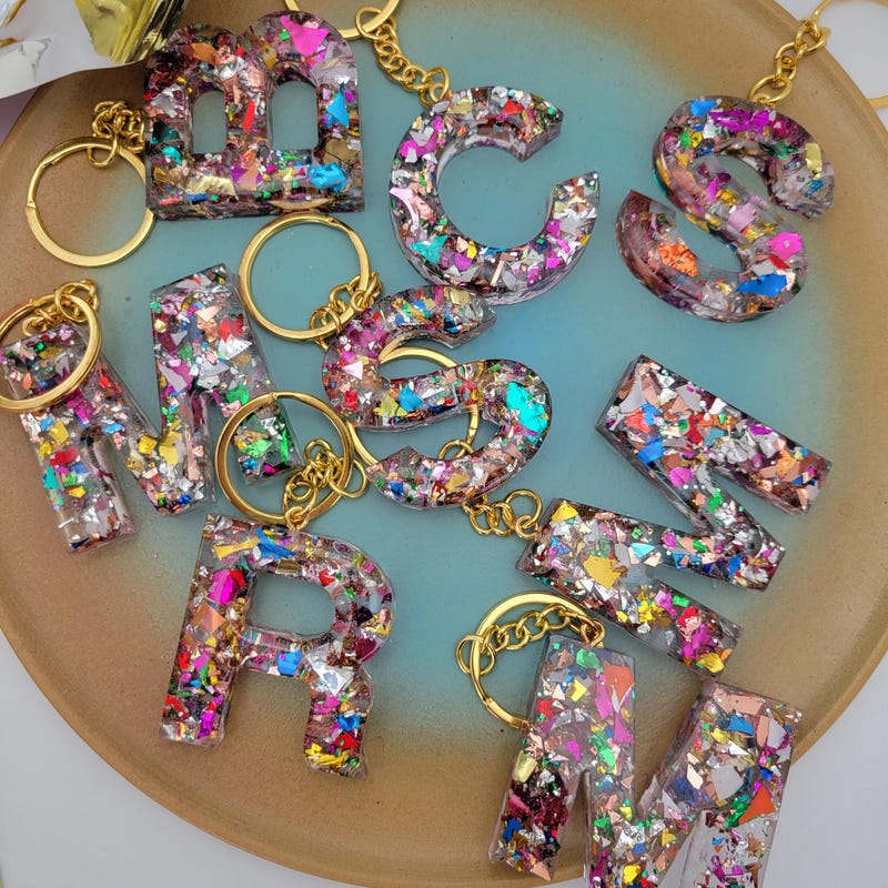 Resin Letter Keychain - Etsy