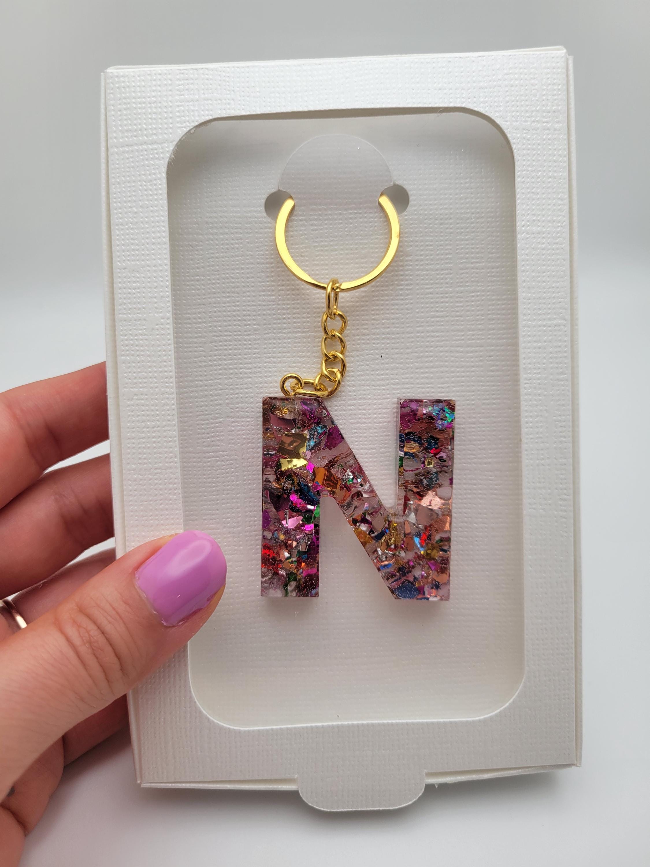 Alphabet Letter Keychain- Epoxy Resin- Customized Letter, Customized ...