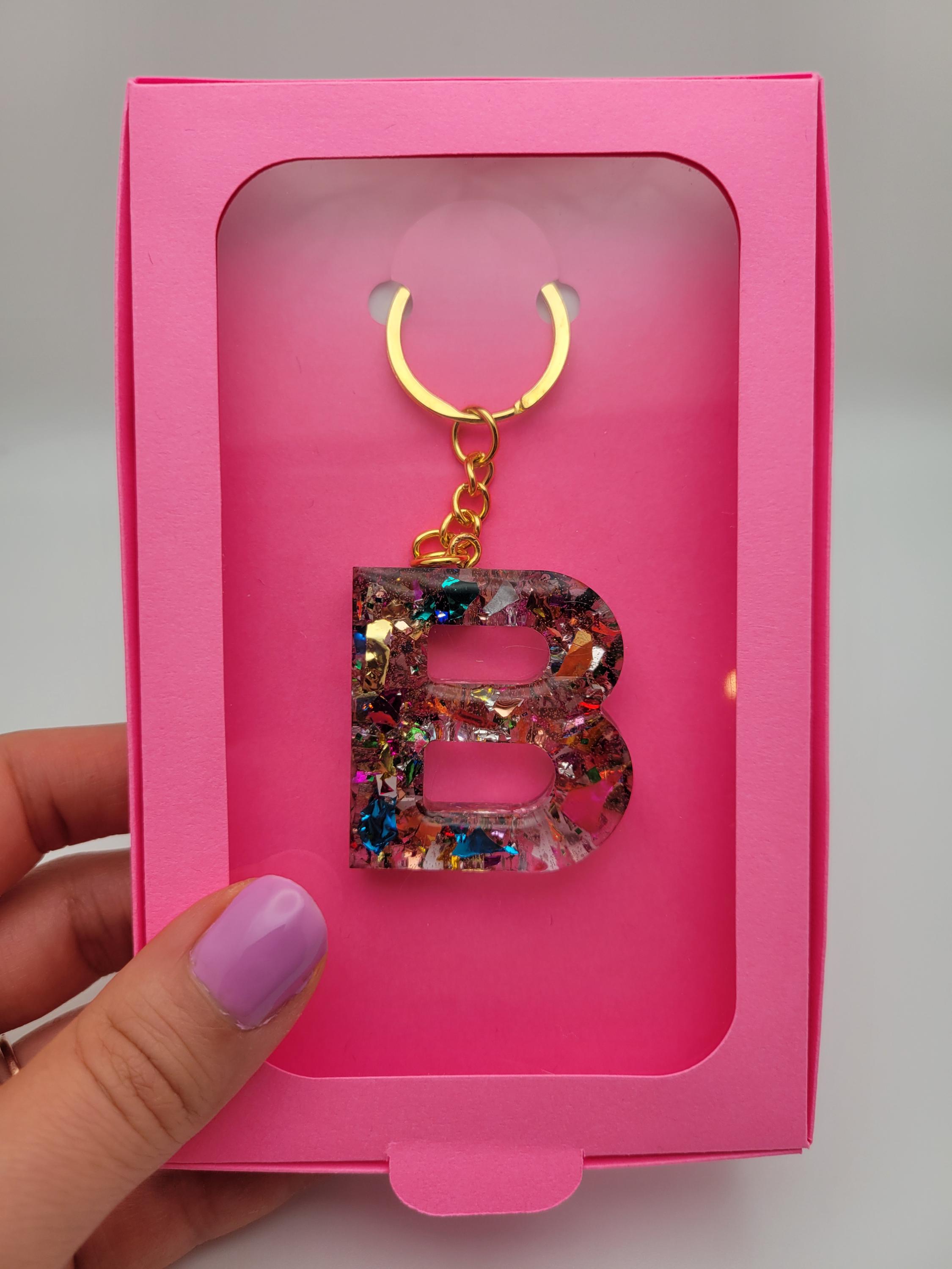 Alphabet Letter Keychain- Epoxy Resin- Customized Letter, Customized ...