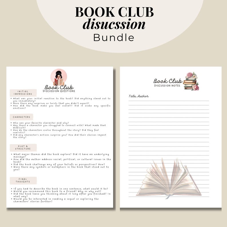 Book Club Guide Printable Template Discussion Questions Reading Group ...