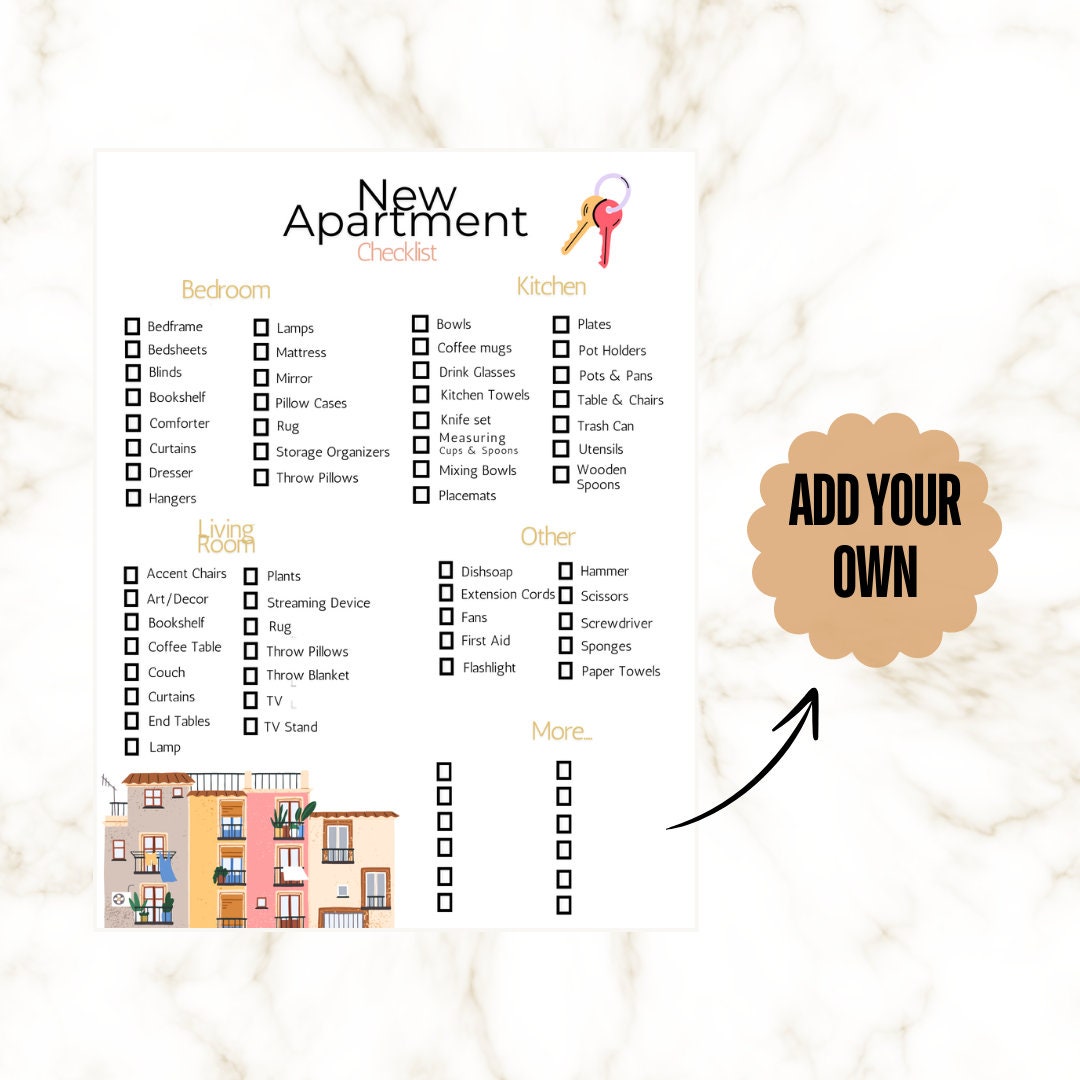 Editable Checklist for New Apartment Move in List for Newlyweds to Do ...