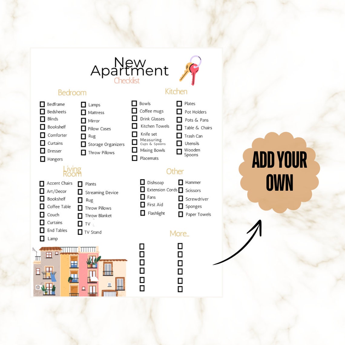 Editable Apartment Move in Checklist for New Apartment List for ...