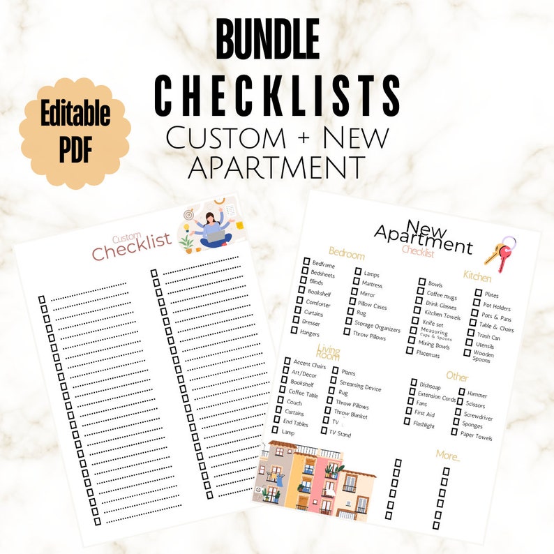 Editable Checklist for New Apartment Move in List for Newlyweds to Do ...