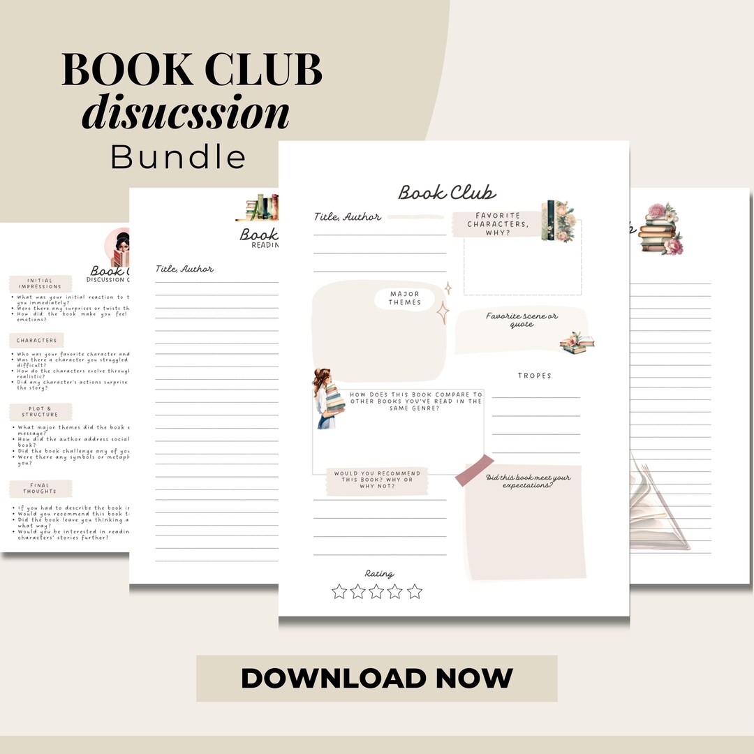 Book Club Discussion Guide: Printable Activity Bundle (digital Download ...
