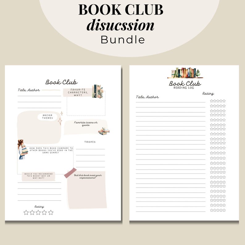 Book Club Guide Printable Template Discussion Questions Reading Group ...
