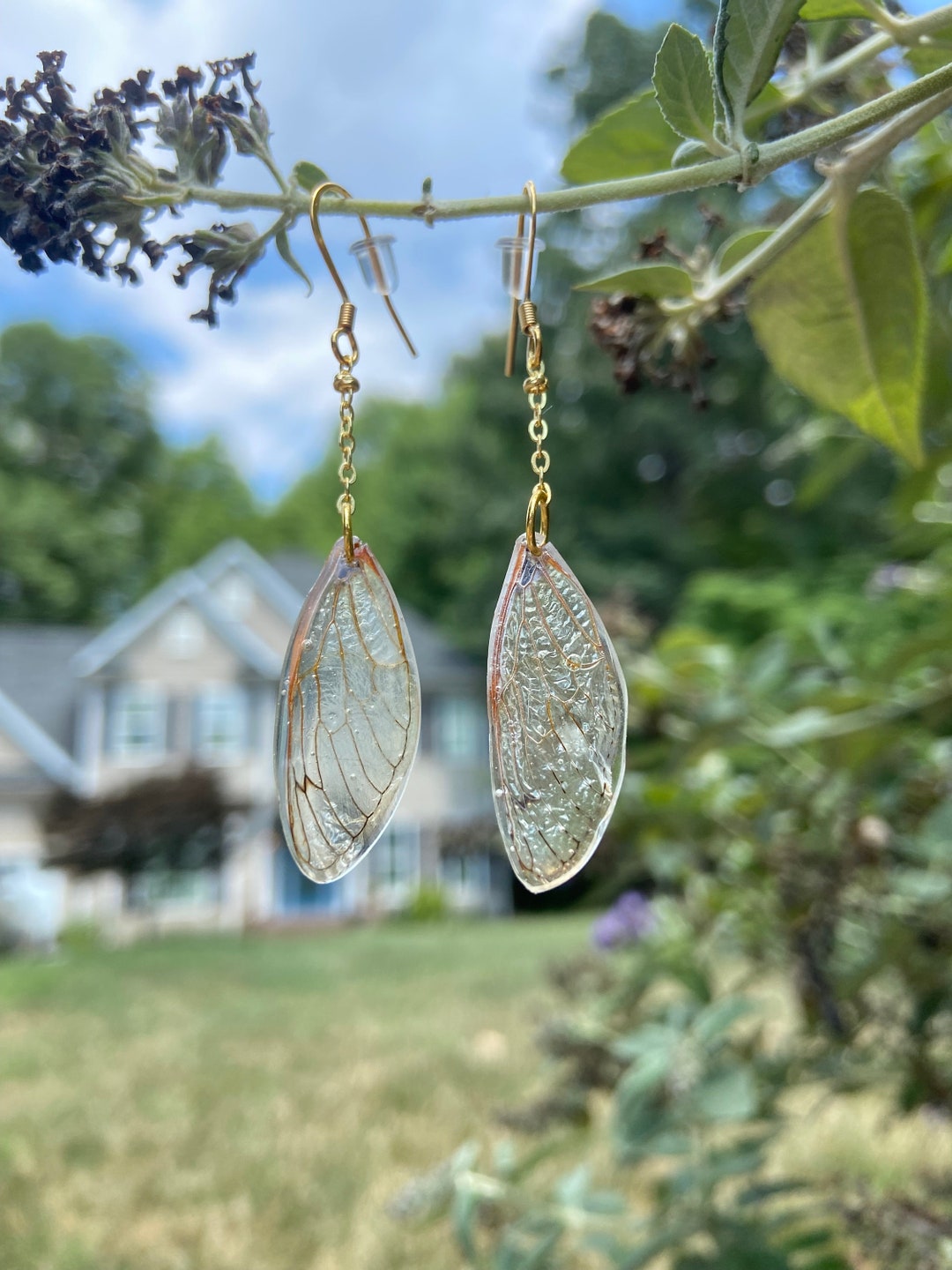 Cicada Wing Resin Dangle Drop Earrings - Etsy