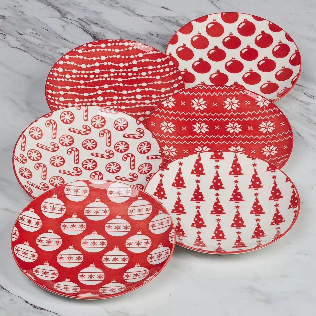 Set of 6 Peppermint Candy Canape Plates, Christmas Gift, Christmas ...